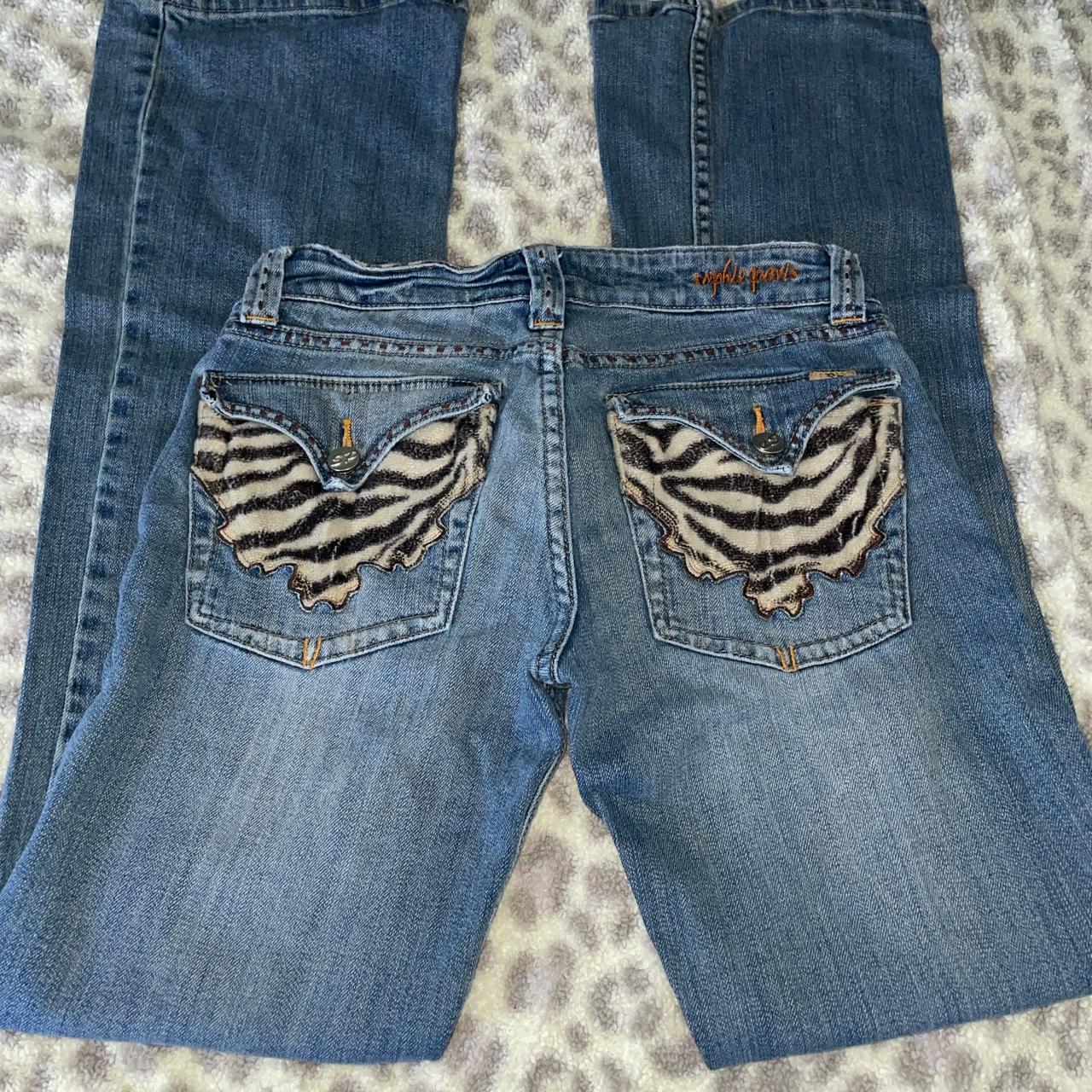 Sophie Paris Zebra Pocket Jeans Bootcut low rise... - Depop