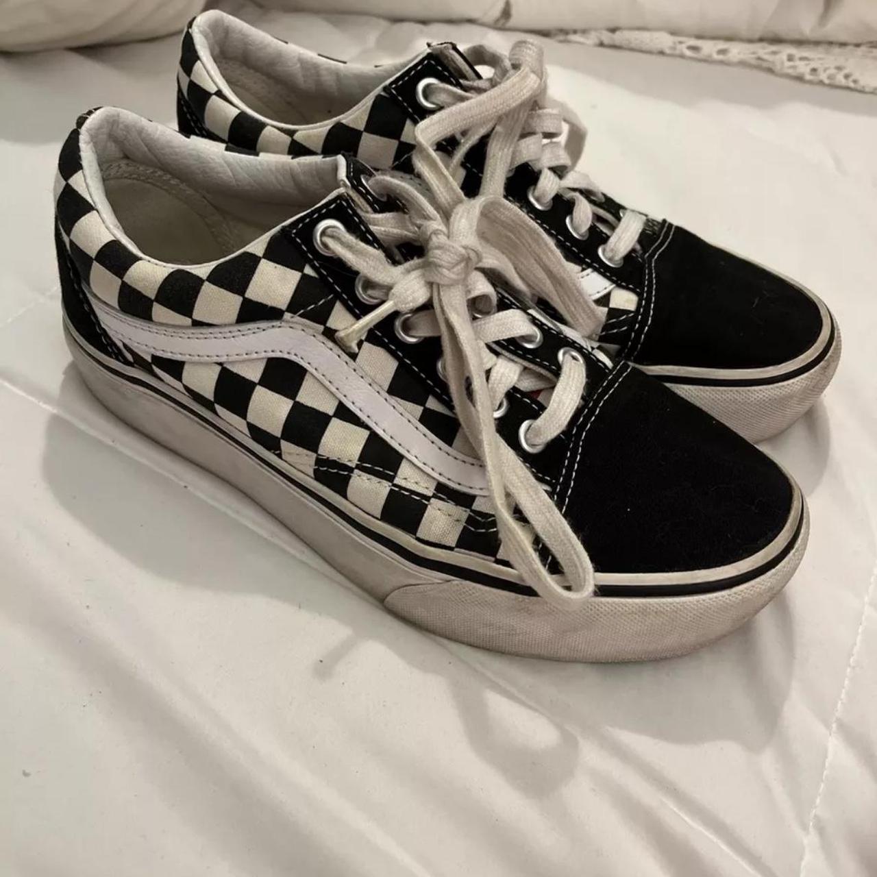 VANS Black Checkerboard Size 5.5 - Depop