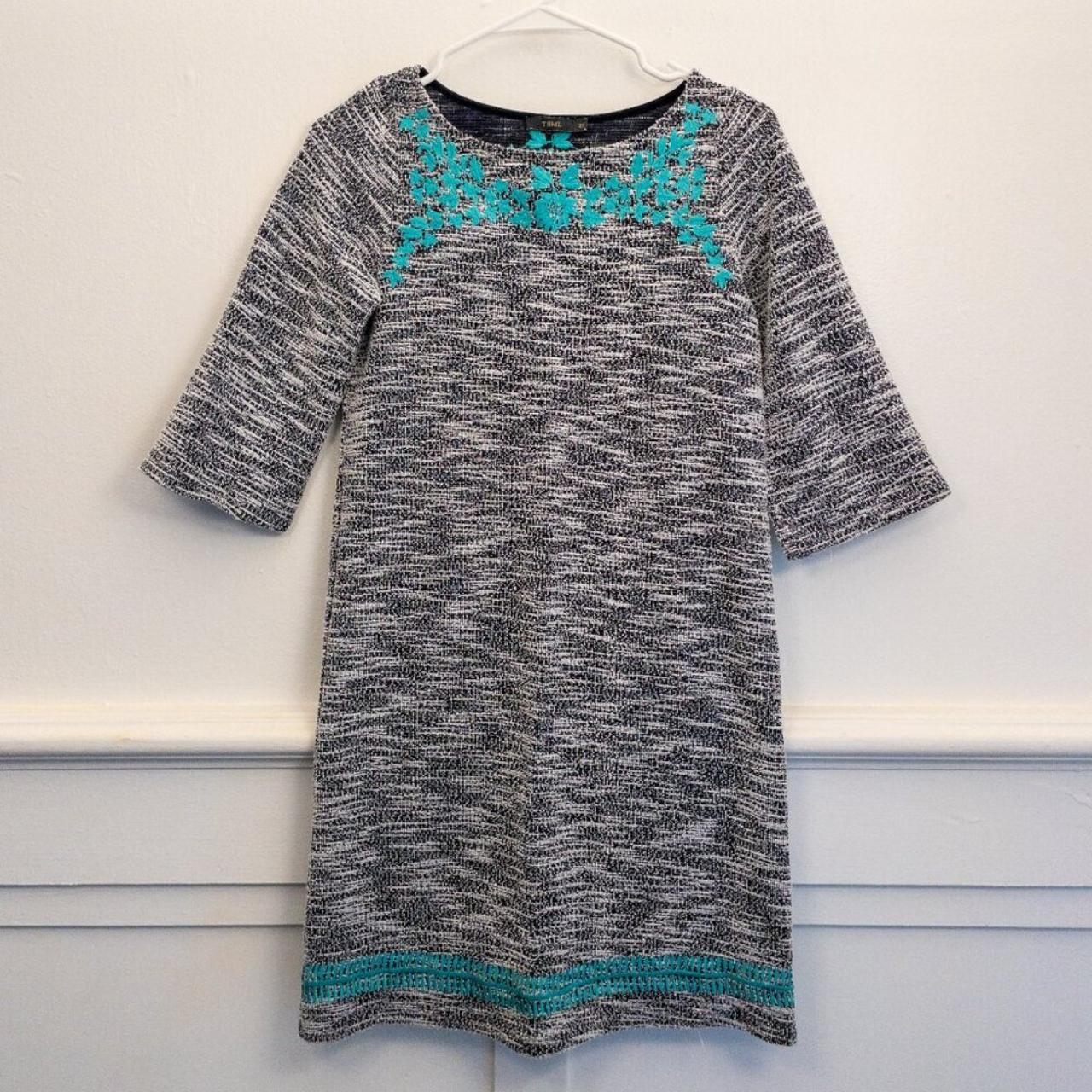 THML Embroidered Knit Shift Dress – XS A stylish... | Depop