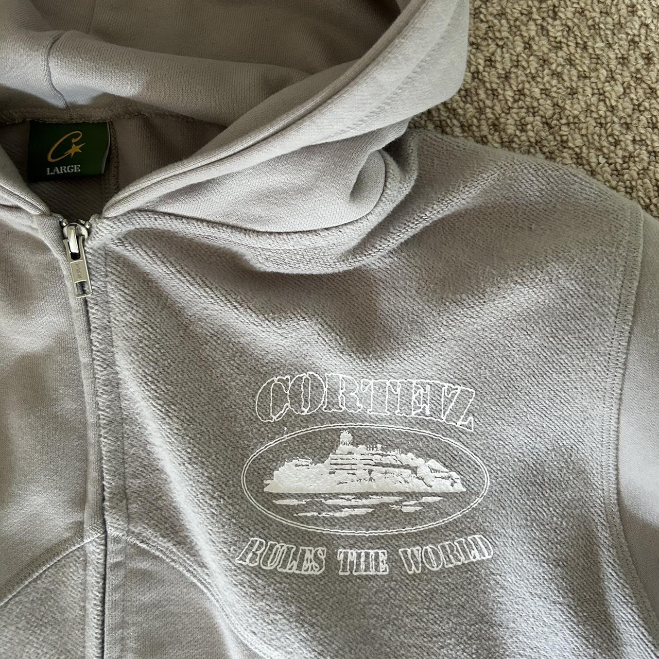 Corteiz Grey Zip Up Hoodie, jumper Size large... - Depop