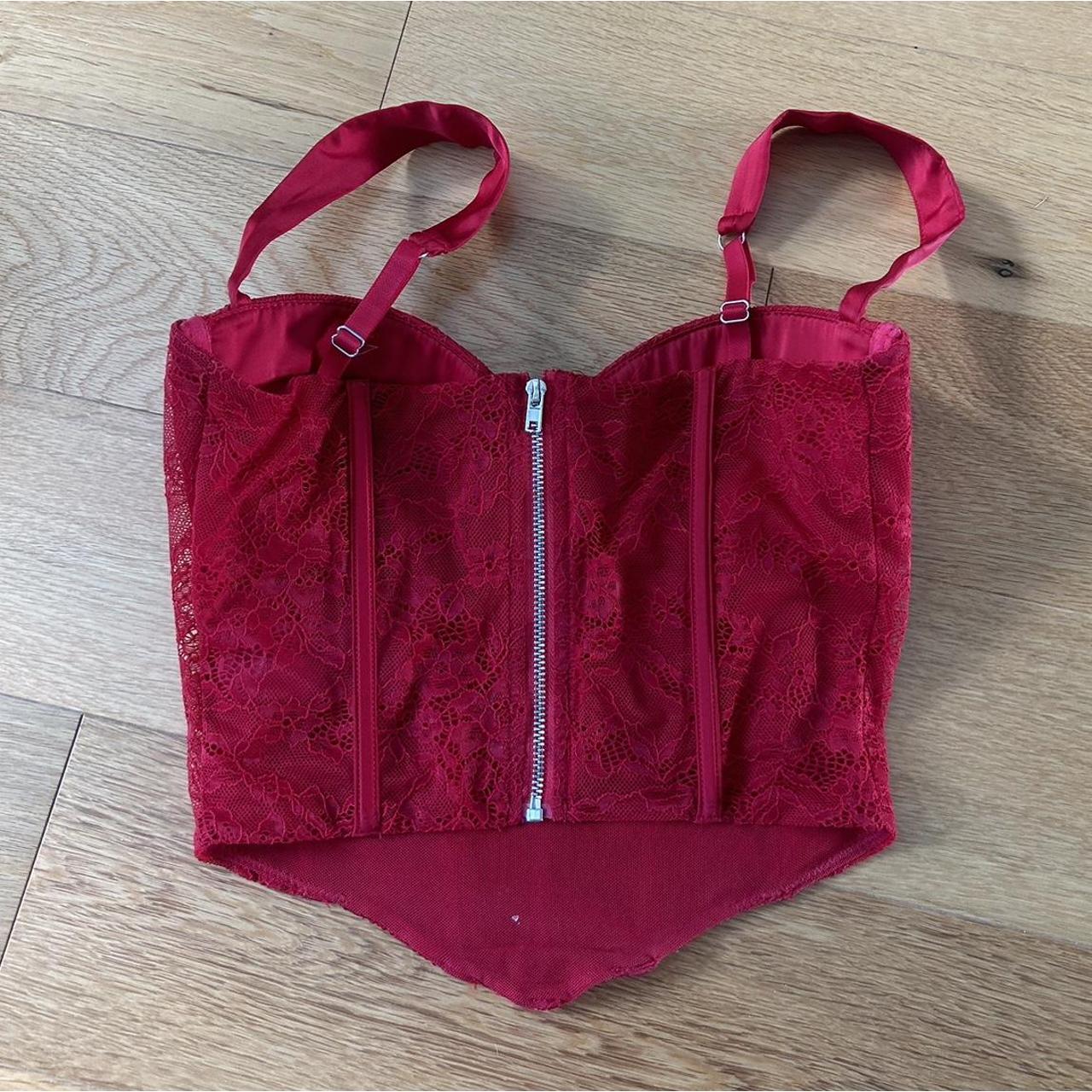 Really pretty and flattering red corset top from oh... - Depop