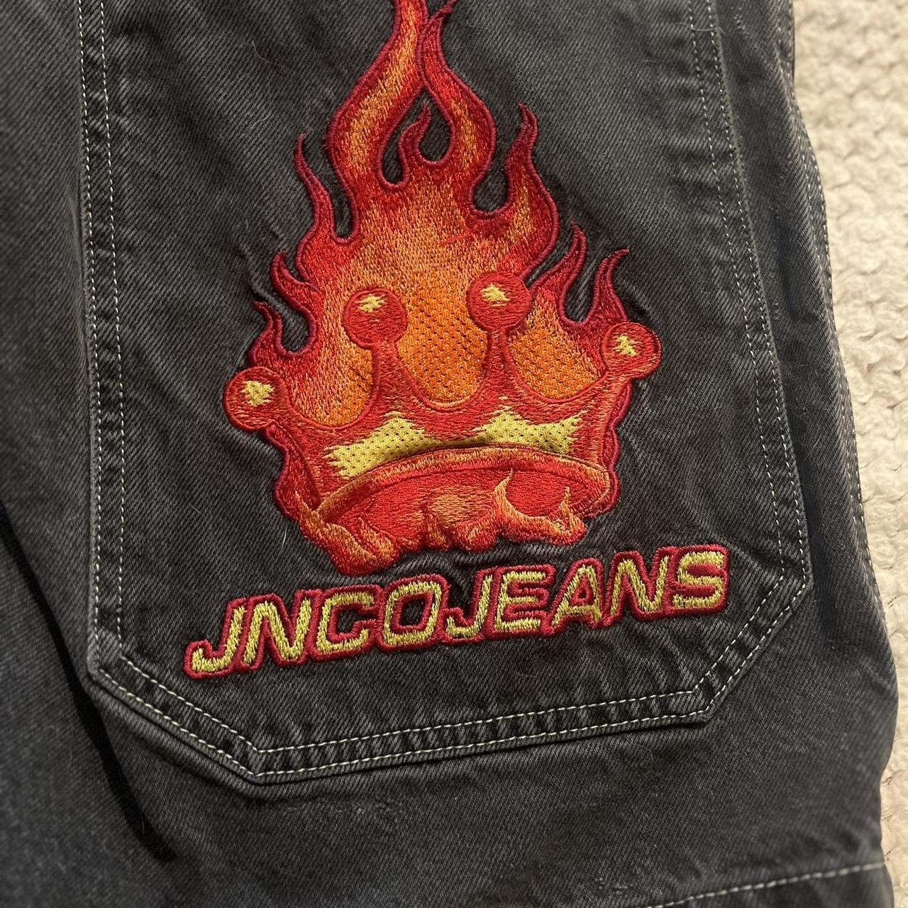 JNCO black shorts with 🔥 design on back pocket ... | Depop