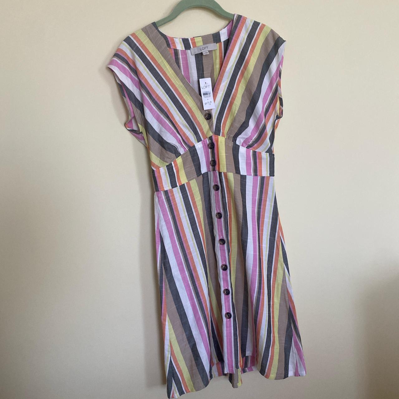 Striped, button up summer dress - Depop