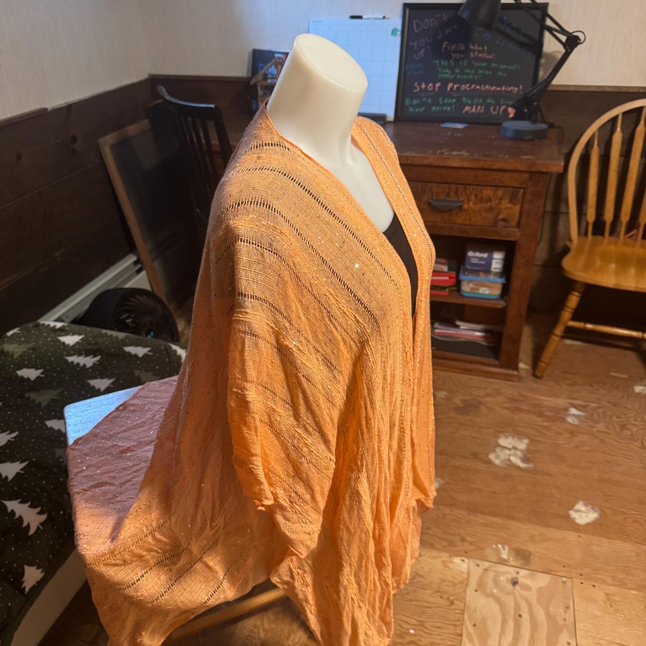 Orange Sparkly Sequin Shawl Size - One Size Brand... | Depop