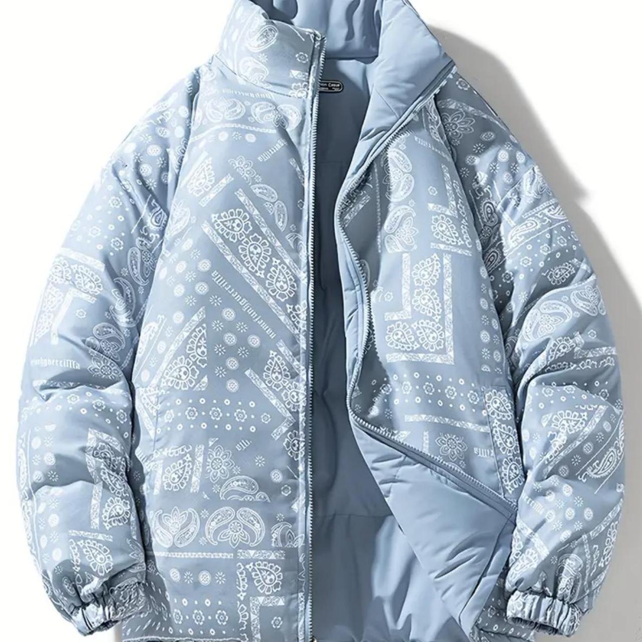 Mens Geometric pattern puffer jacket. Brand New.... - Depop