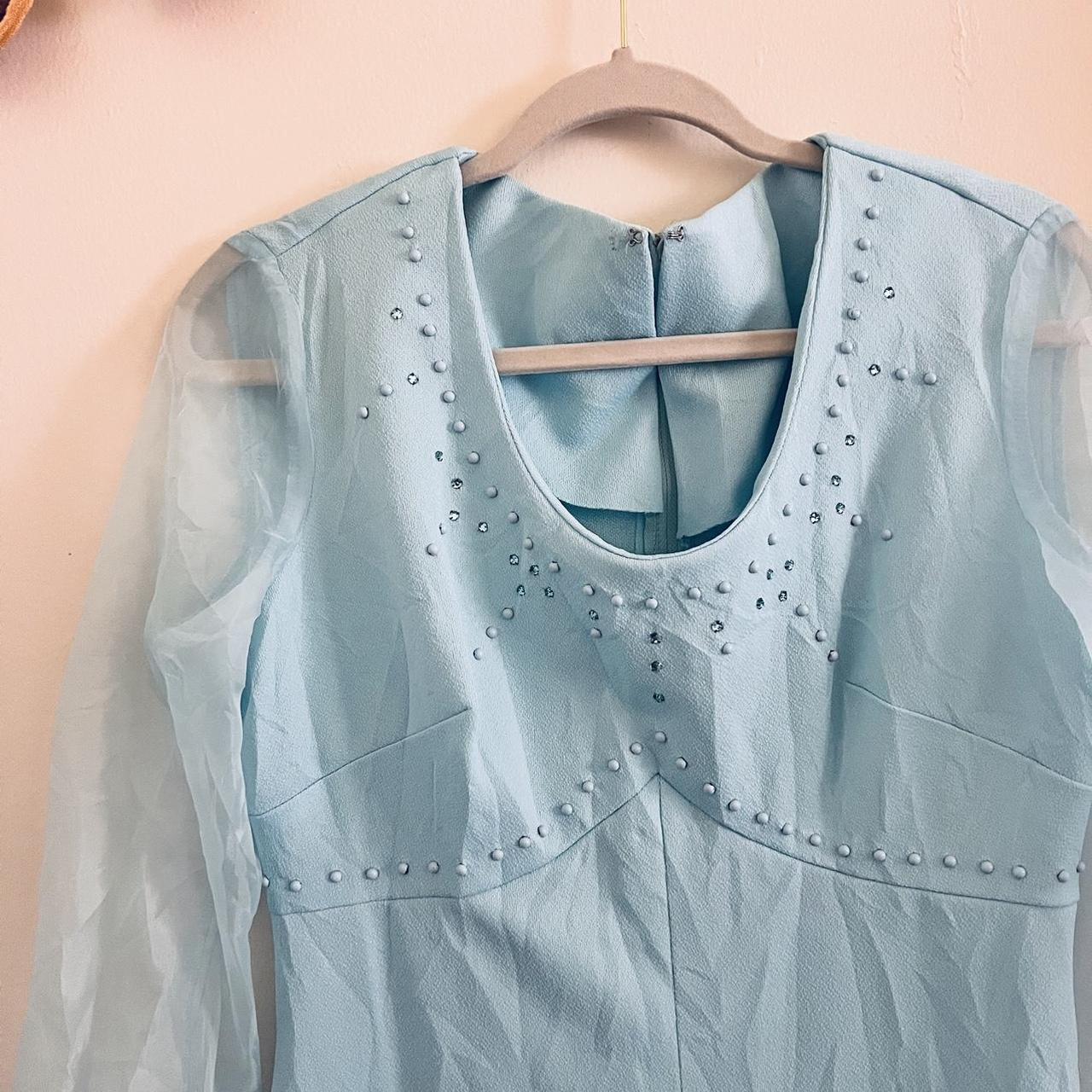 Vintage 1960s powder blue formal prom dress with... - Depop