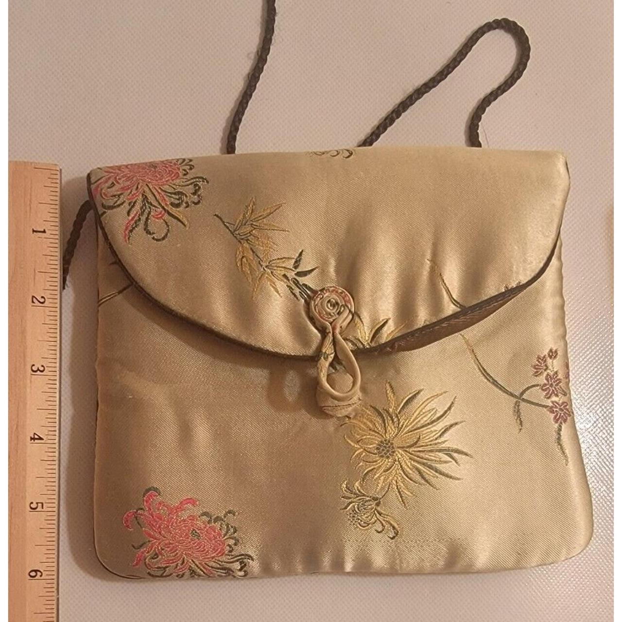 Vintage 100% Rayon Floral Purse - Depop