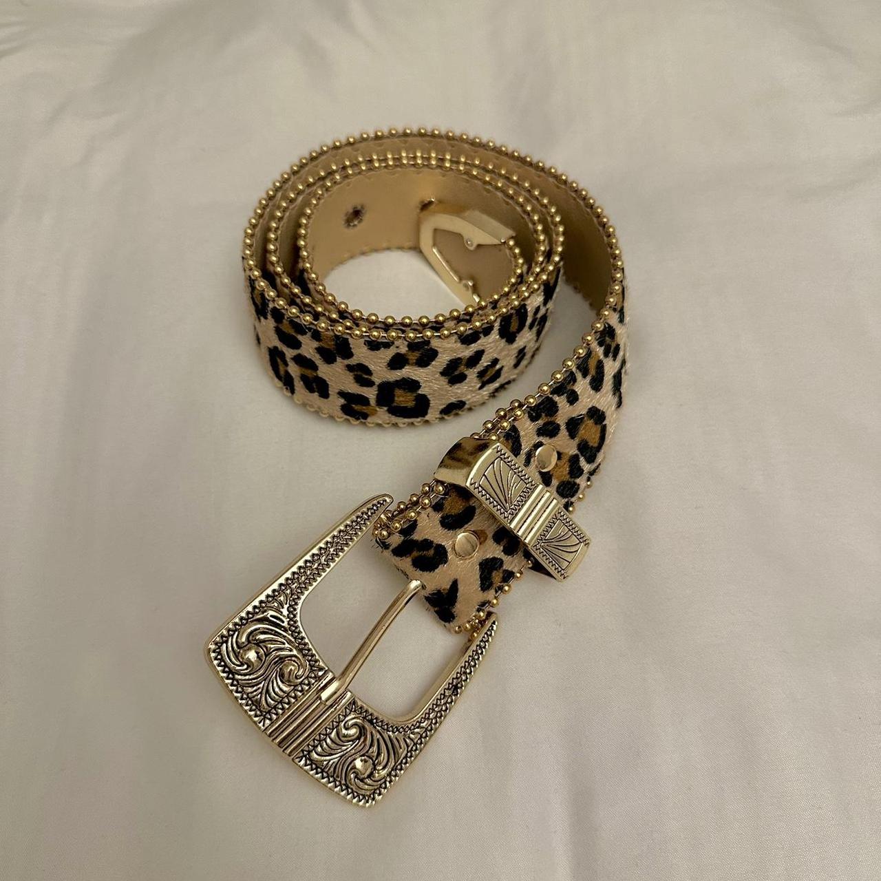Y2k Leopard print belt with gold buckle! So so cute.... - Depop