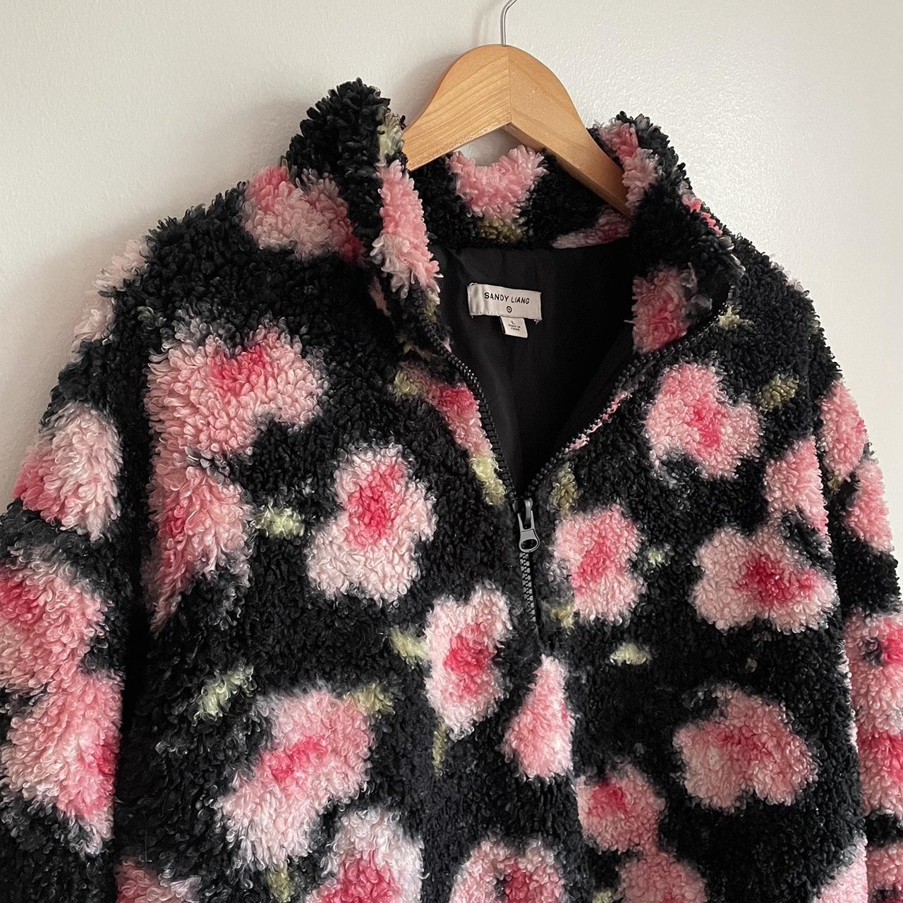 Sandy Liang x Target Pink and Black Floral Faux... - Depop