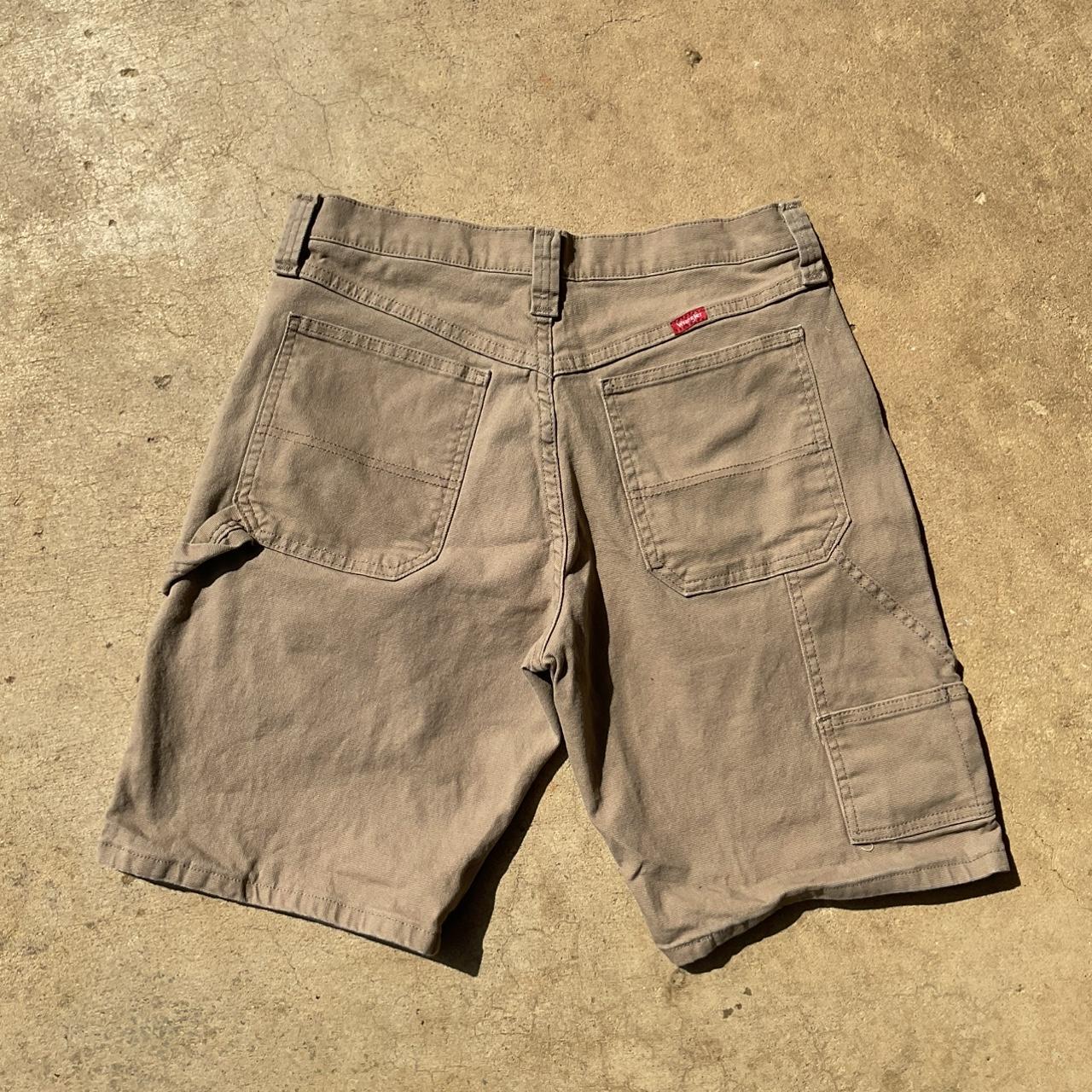 Khaki Tan Wrangler Carpenter Jorts/Jean Shorts... | Depop