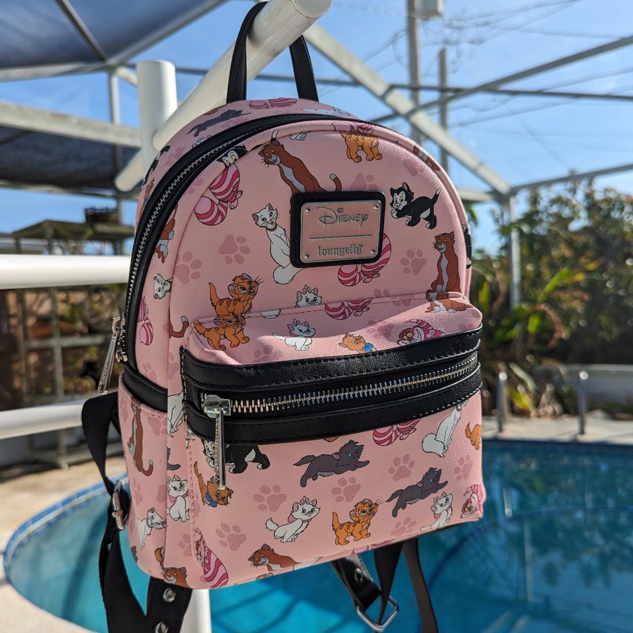 Baby pink and black Disney cats mini backpack! Used... - Depop