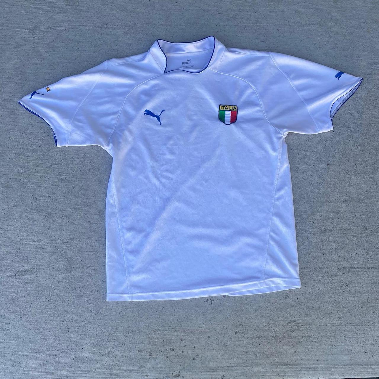 White Puma Italy football shirt #football #Italy | Depop