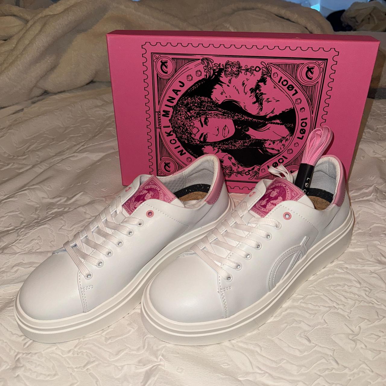 Nicki Minaj x LOKI white and pink platform sneakers - Depop