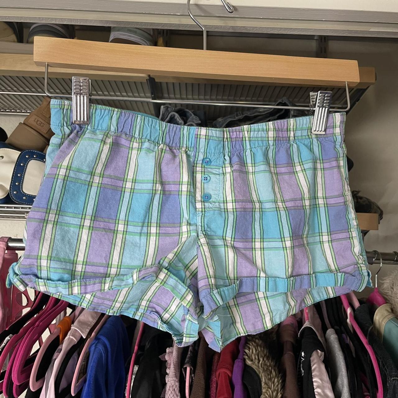 pastel plaid boxer style lounge shorts cutest... | Depop