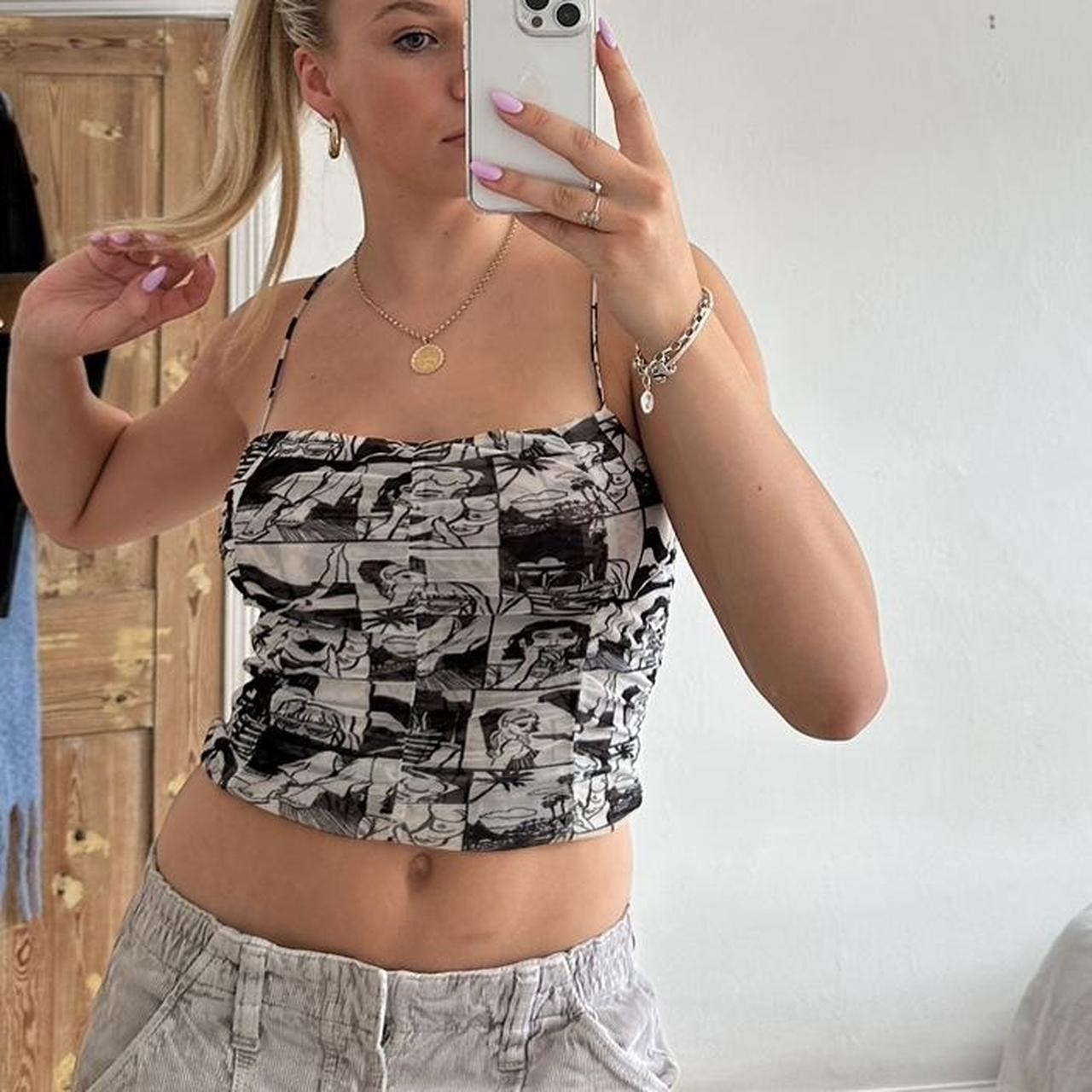 Zara Monogram Crop Top Sheet material but not... - Depop