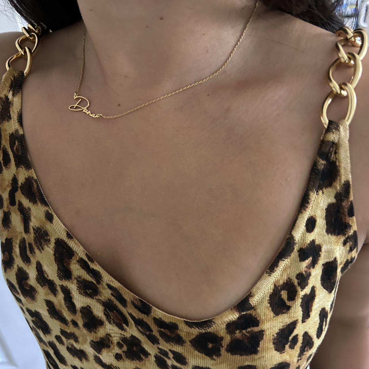 Vintage Leopard Print August Silk Top with gold... | Depop