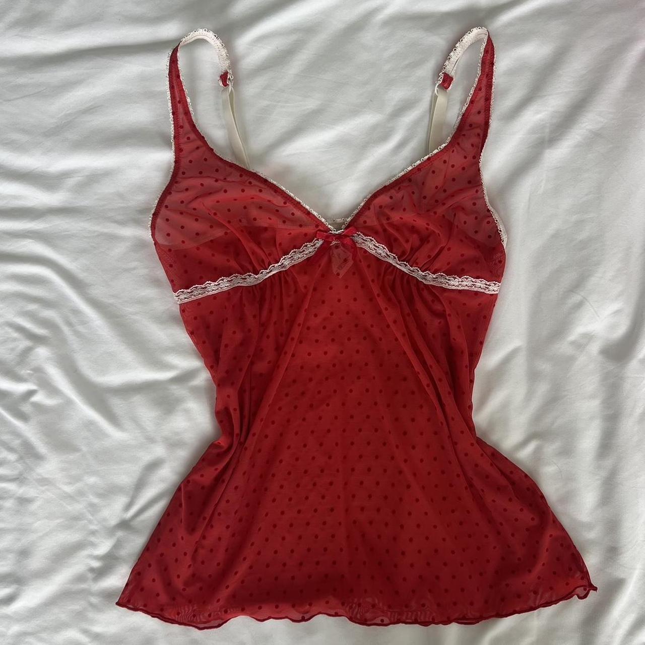 Red Sheer Lace Tank Top -adorable tank top with... - Depop