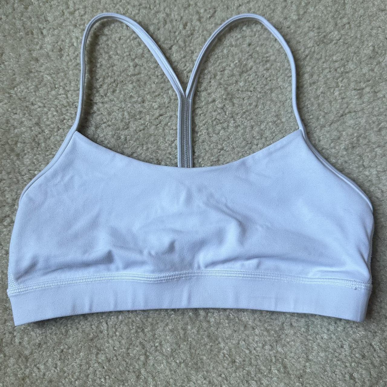 White lulu flow y sports bra Size 6 - Depop