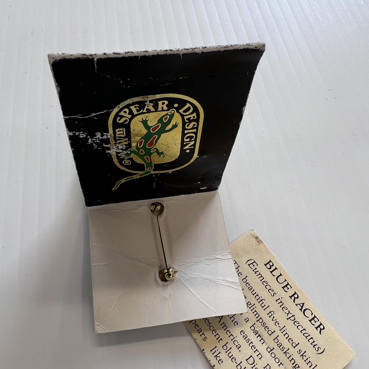 Vintage Pin Blue racer lizard pin on original card | Depop