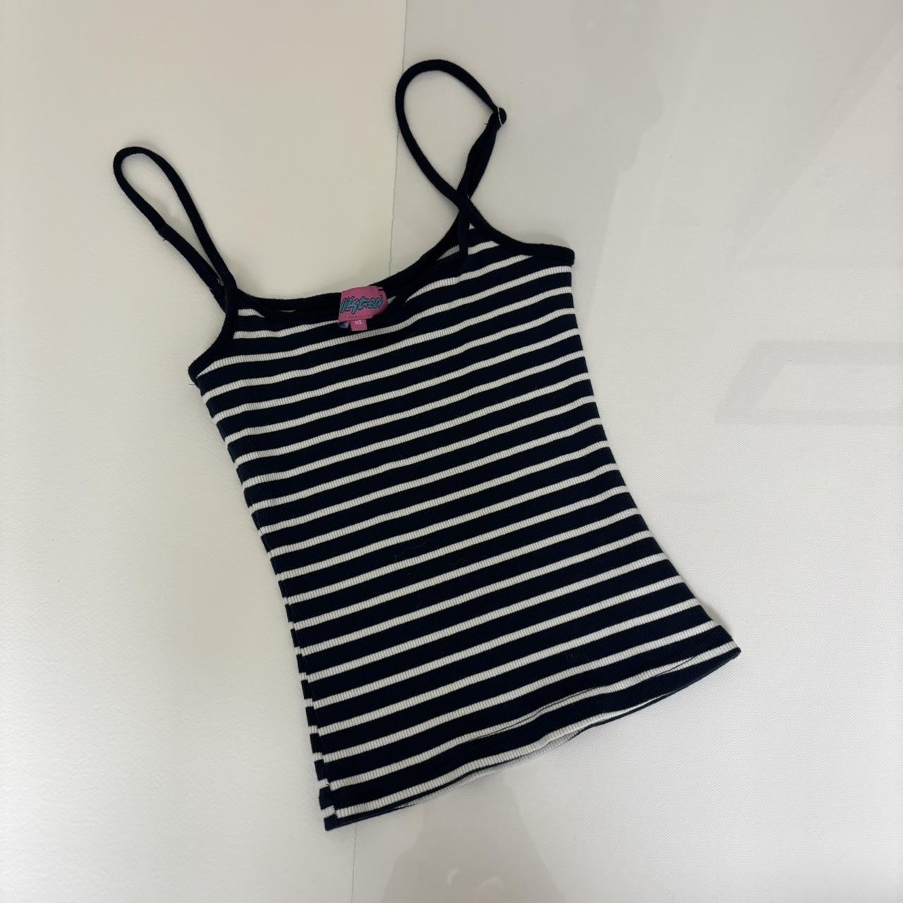Navy and white striped tank top size XS EDIKTED | Depop