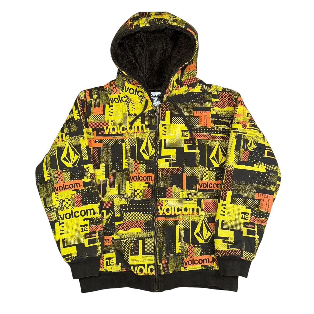 Y2k Volcom zip up skater hoodie with fur. No flaws,... | Depop