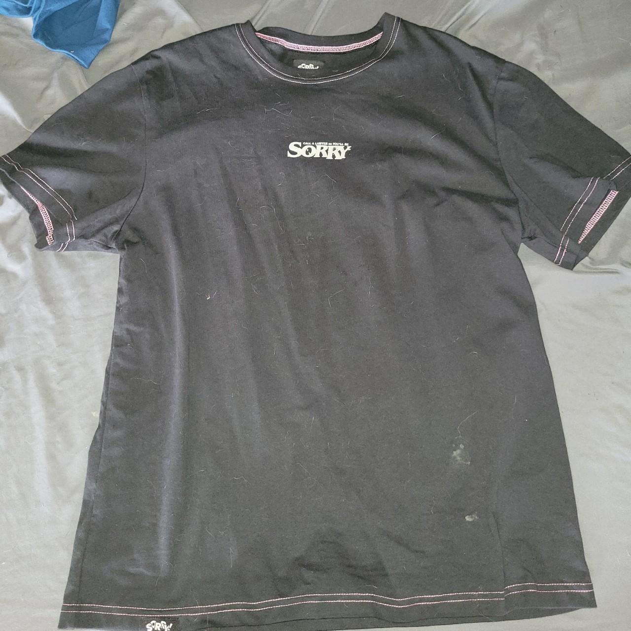 L Black Sorry Boys Robbery T-shirt, worn a few... - Depop