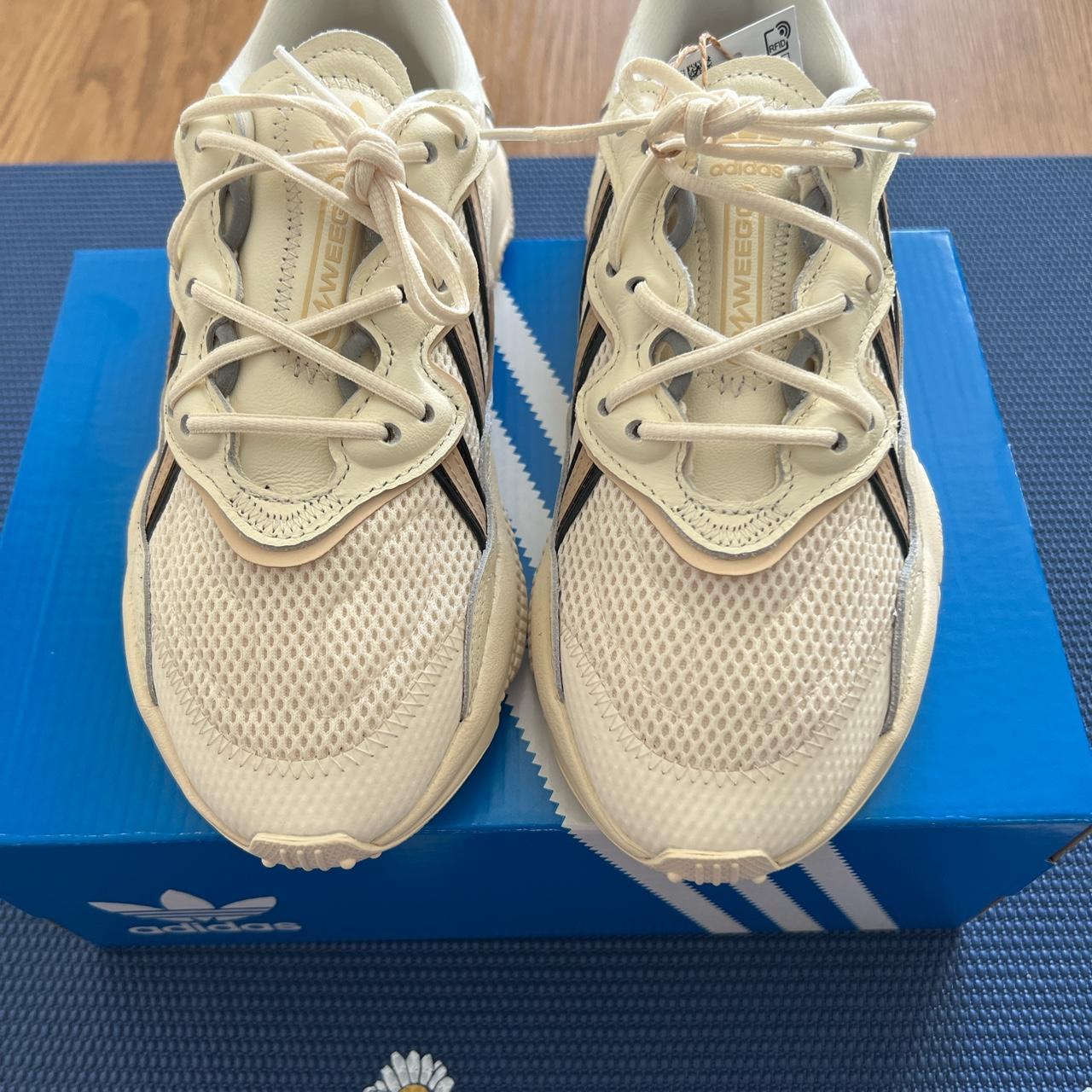 Cream adidas ozweego running, gym sneakers - Depop