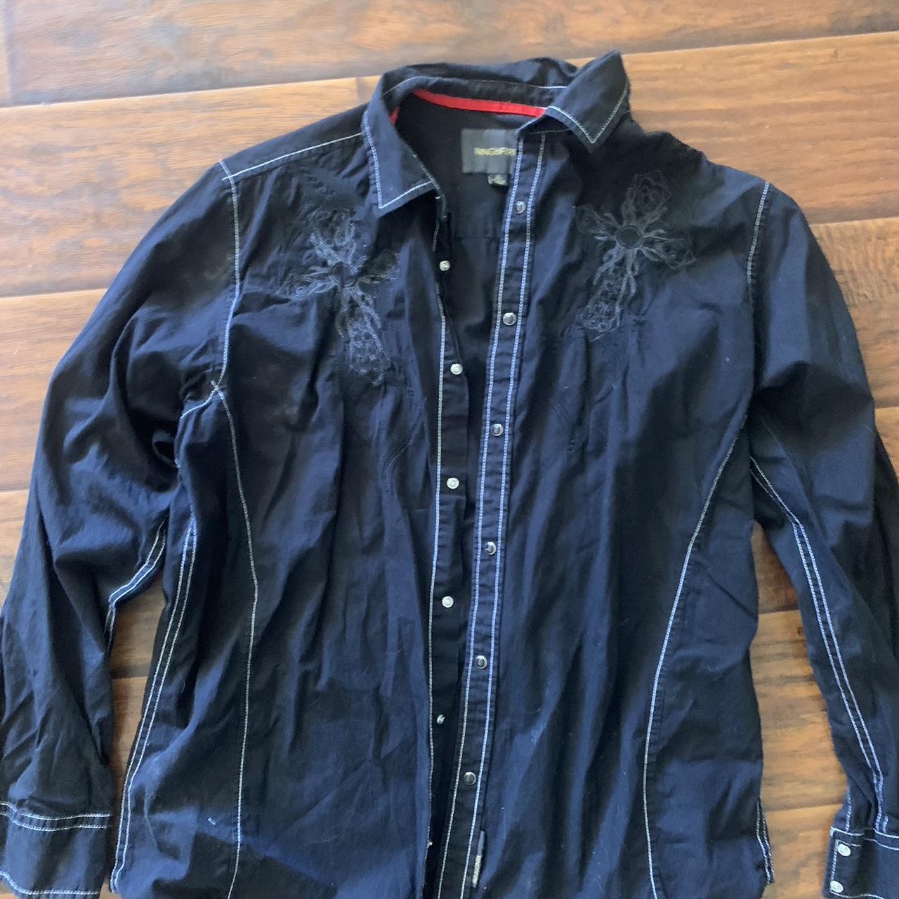 Affliction long sleeve button up #Affliction#Y2K... | Depop