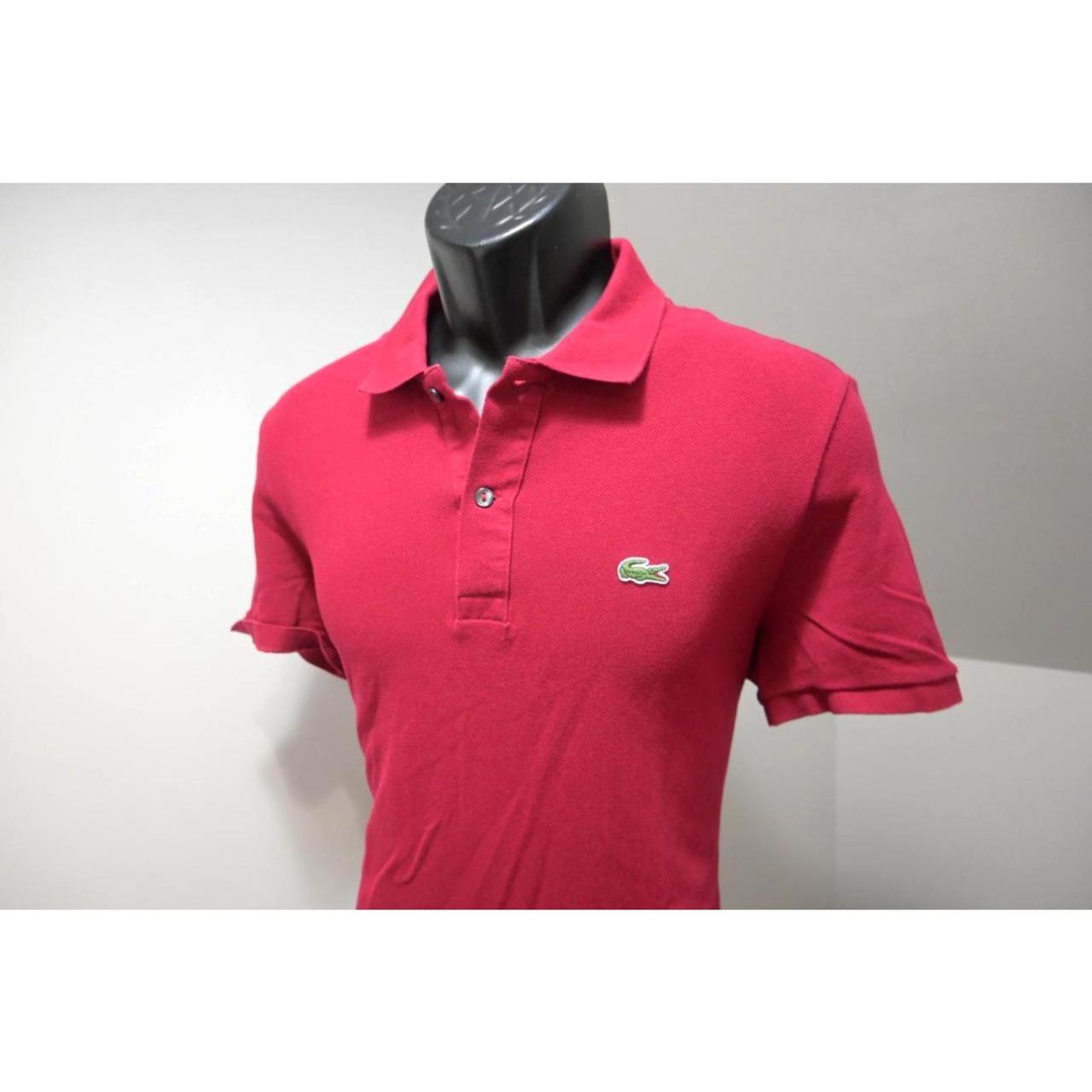 Lacoste Alligator Golf Polo Slim Fit Dark Red Mens... - Depop