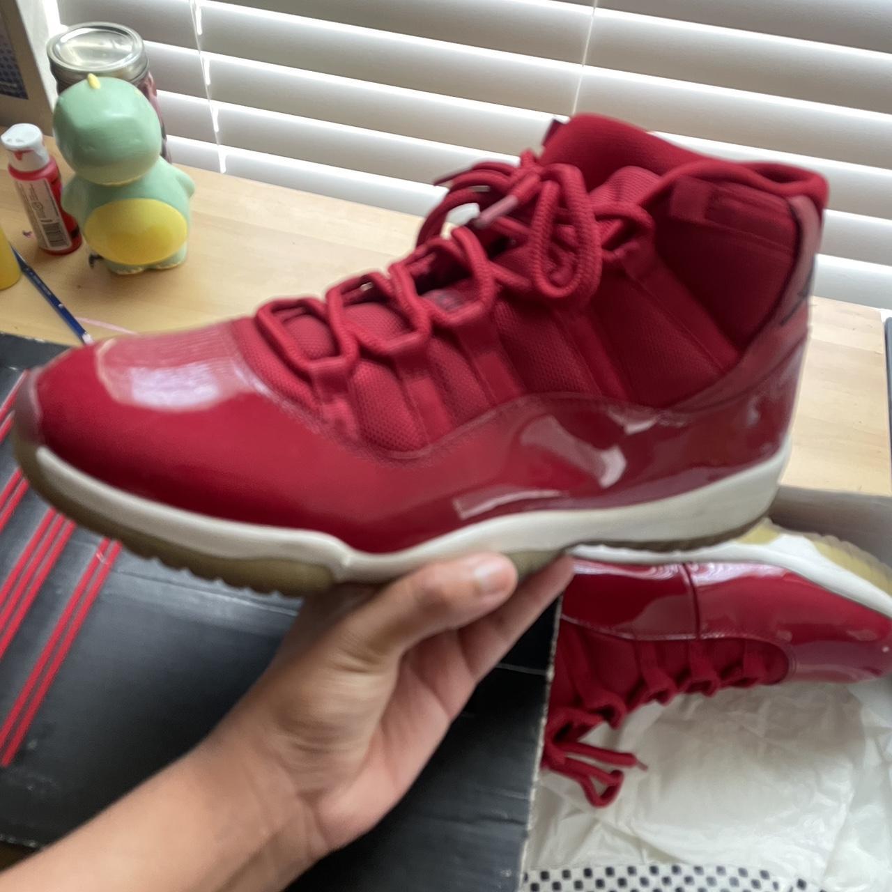 all red JORDAN 11s 🌹 (retro) size: 11.5 discolored... - Depop
