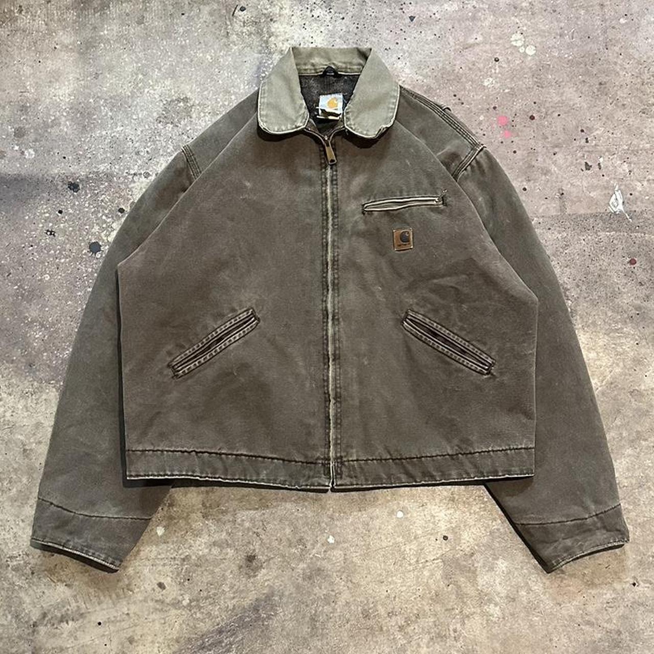 Vintage Faded Carhartt Stone Grey Detroit Jacket J97... - Depop