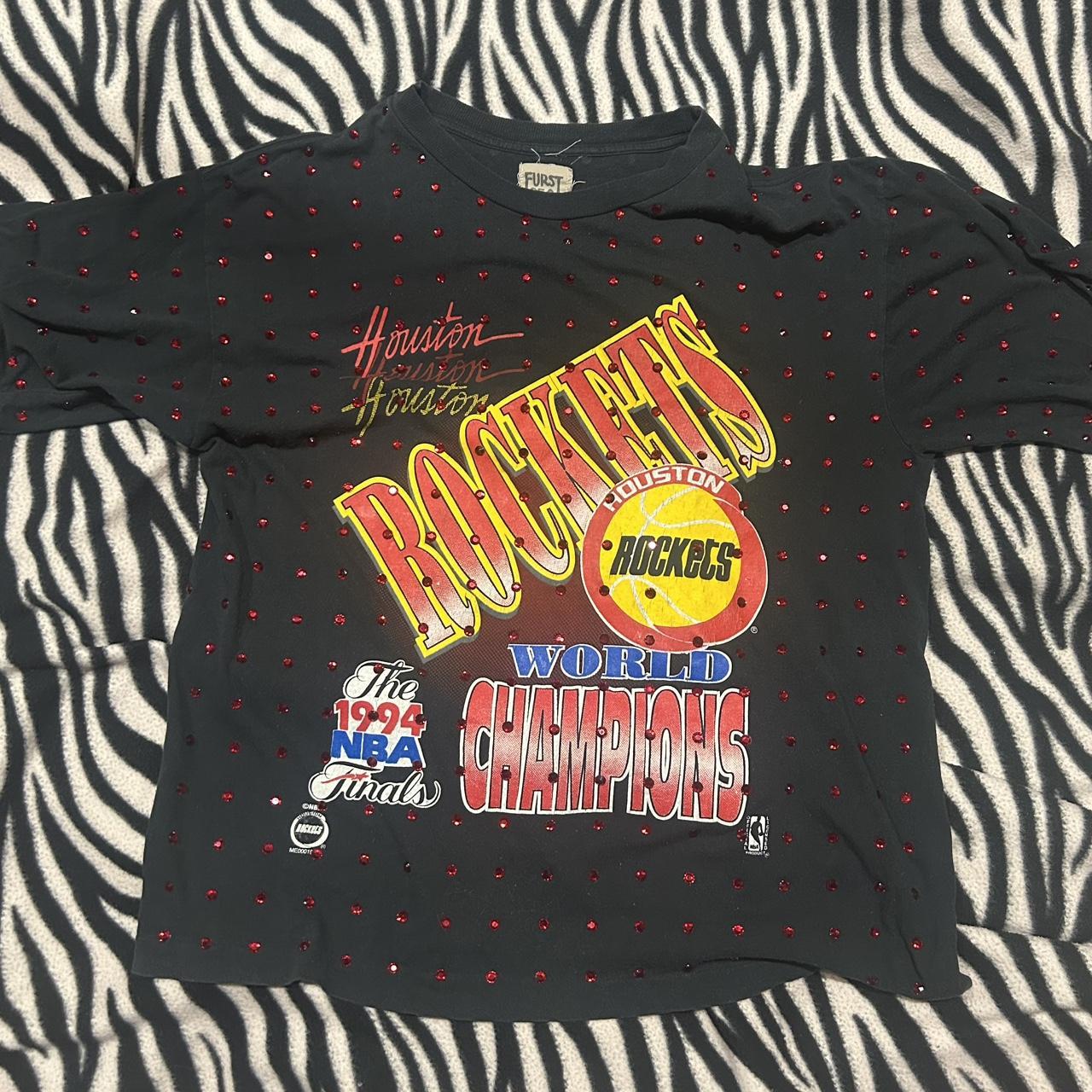 1995 Houston Rockets NBA World Champions black and... | Depop