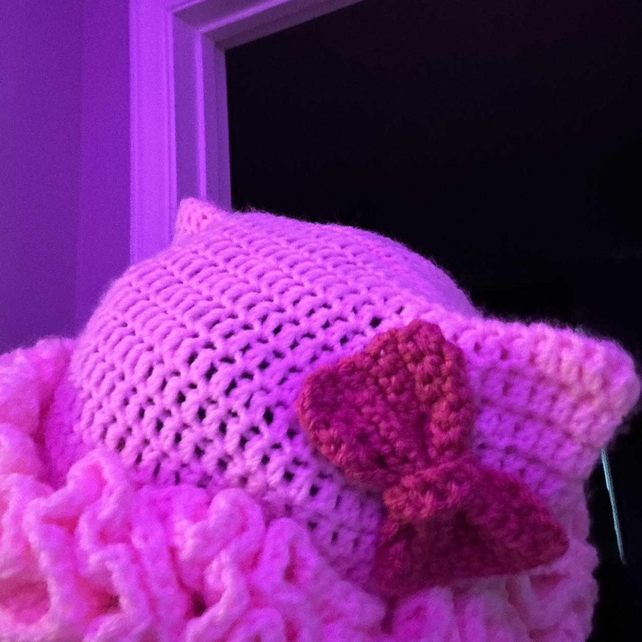 Crochet Hello Kitty Ruffle Hat 100 Acrylic Depop