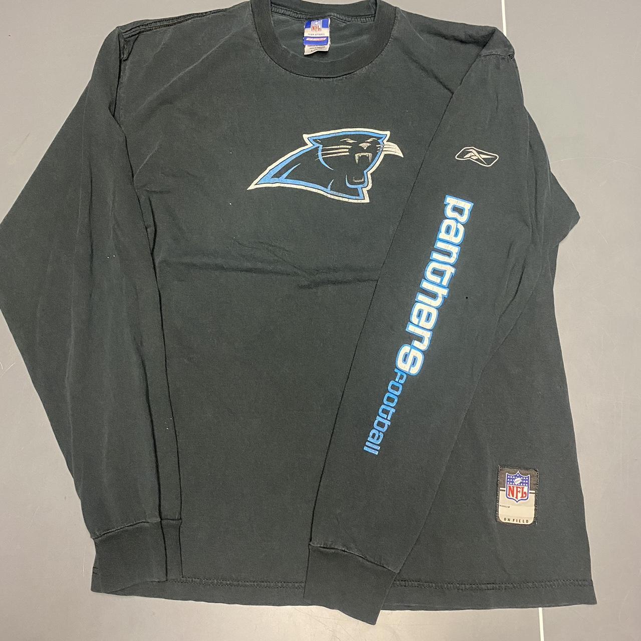 Vintage Reebok NFL Carolina Panthers black and blue... - Depop