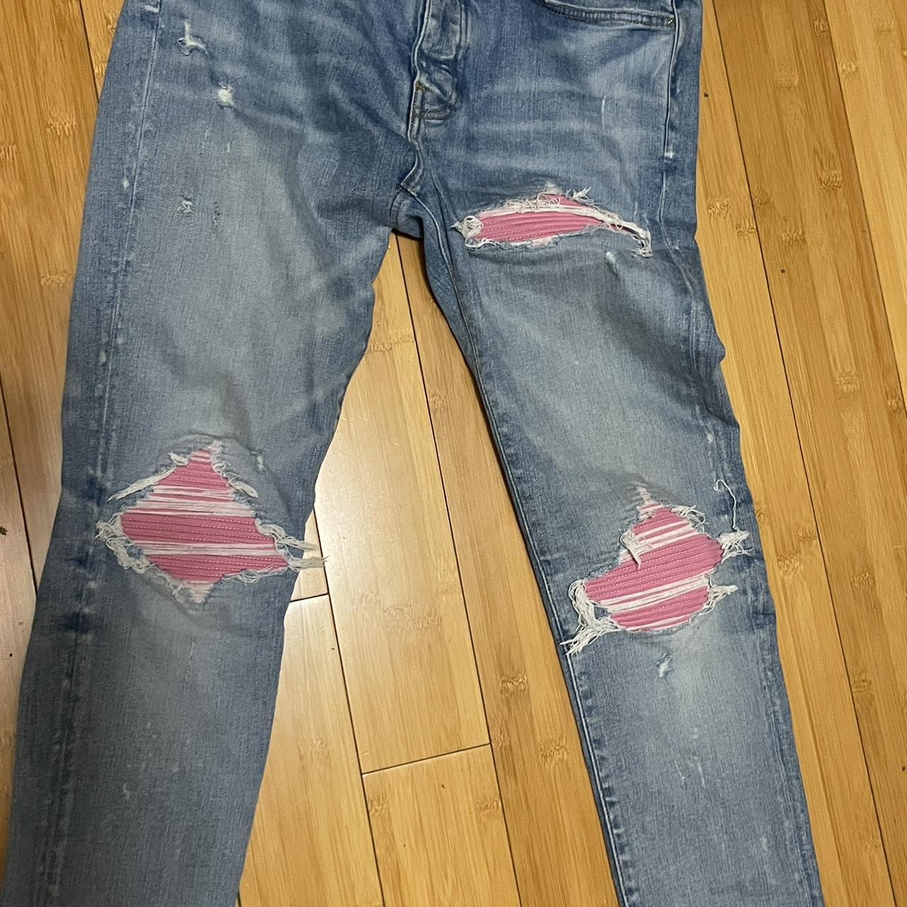Amiri jeans pink patches MX1 JEAN - Depop