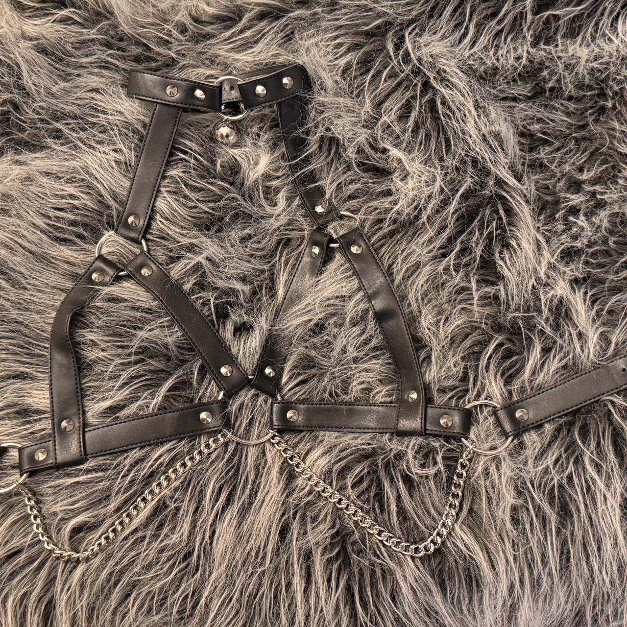 Black Killstar studded bell collar harness with... - Depop