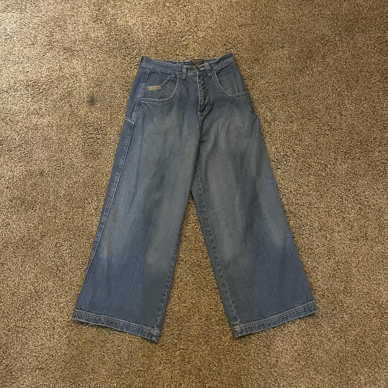 Vintage skato Virgin Mary jeans faded words and... - Depop