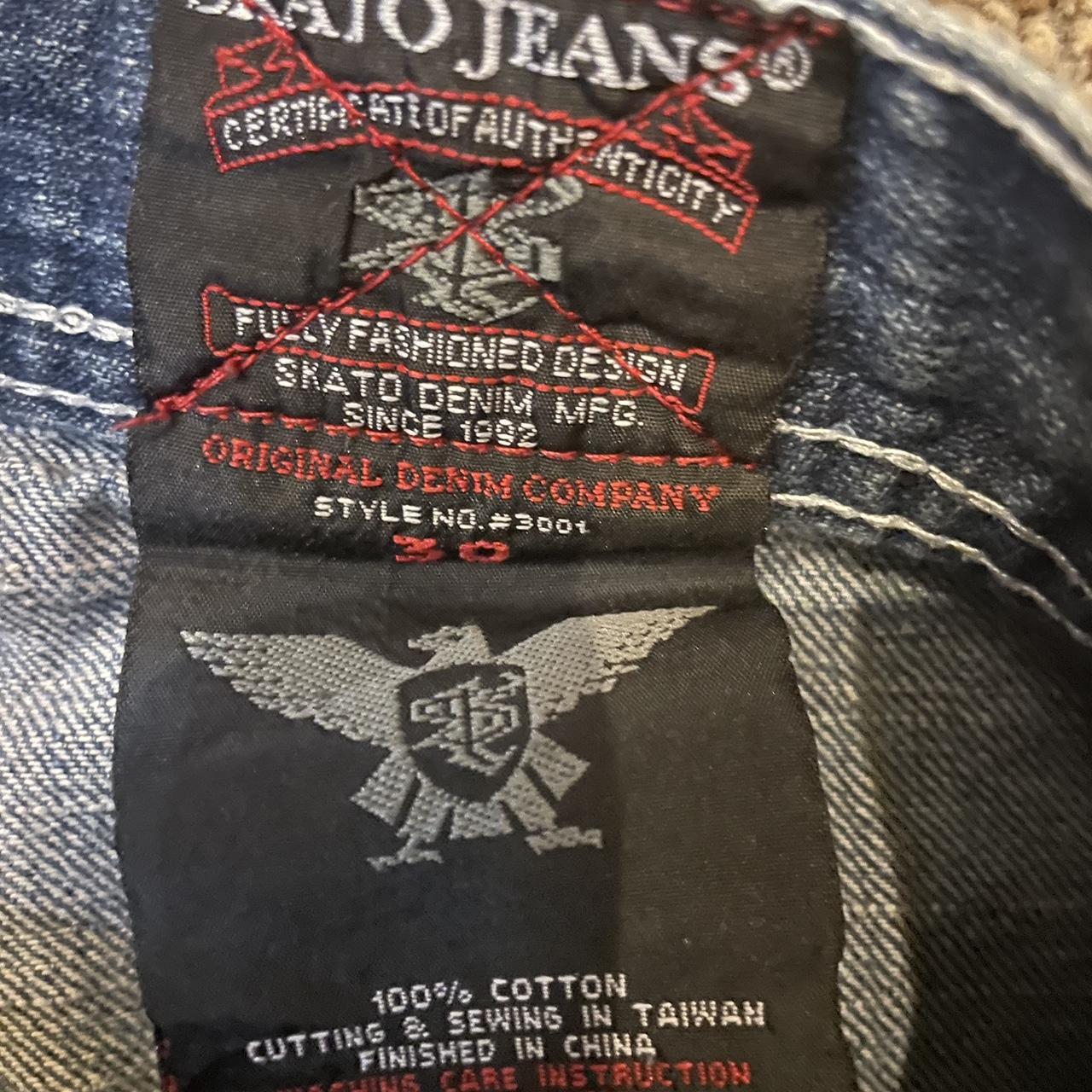 Vintage skato Virgin Mary jeans faded words and... - Depop