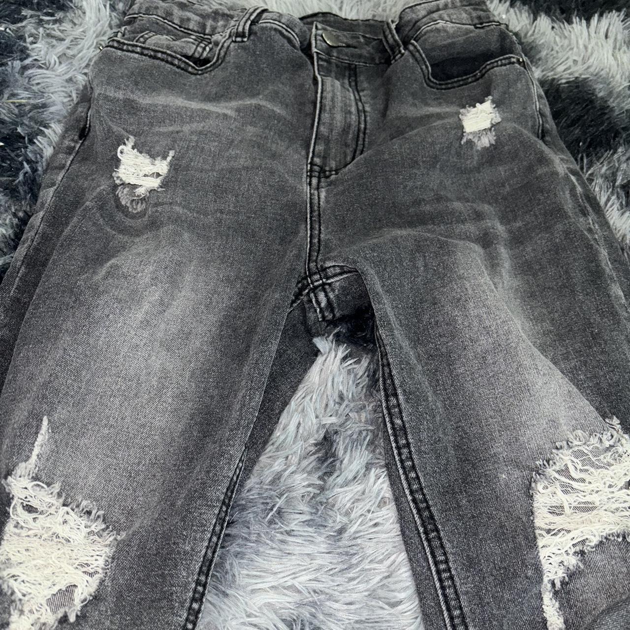 Dark Gray Ripped Jeans (Only worn once) #rippedjeans... - Depop