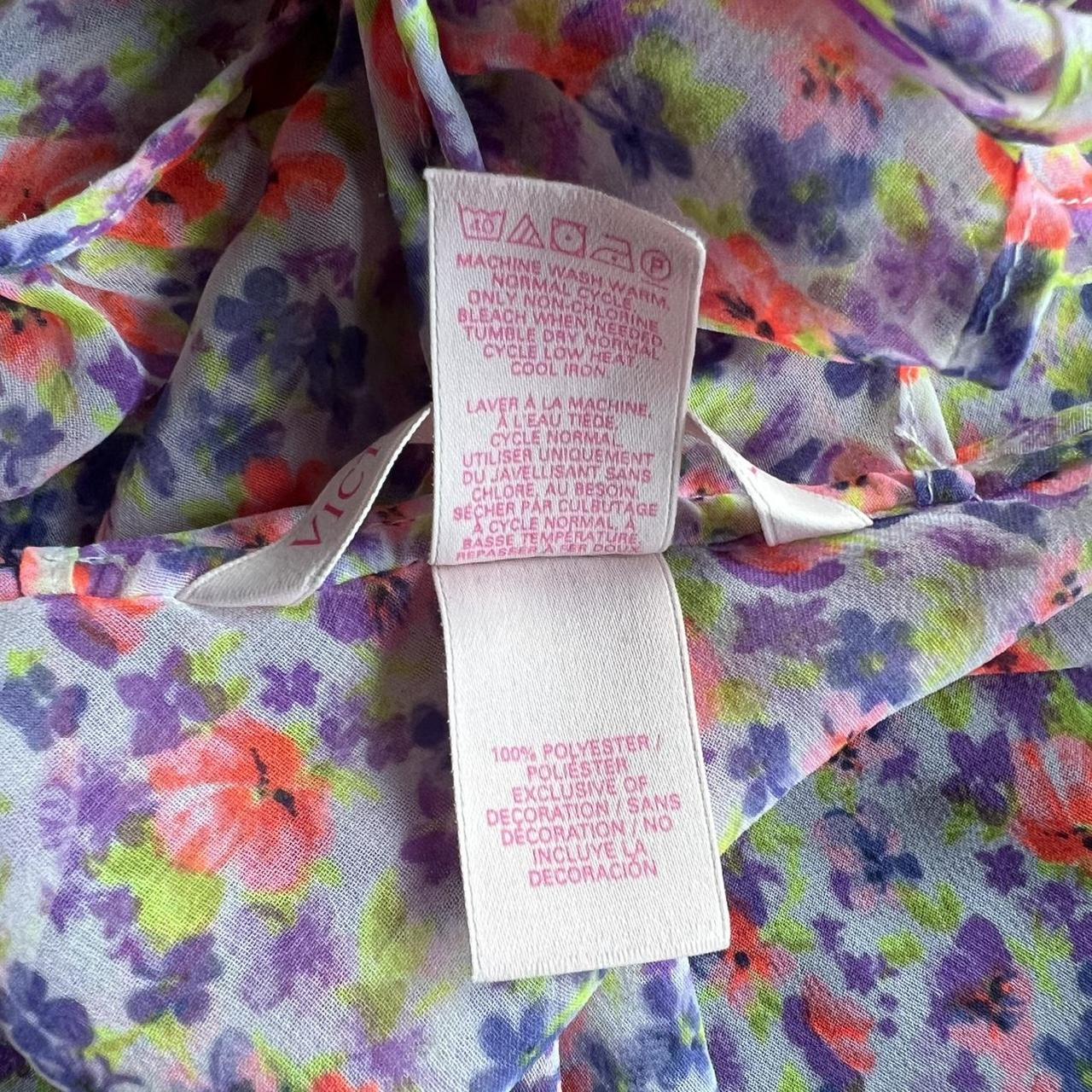 Pink multi colored Victoria’s Secret sheer floral... | Depop