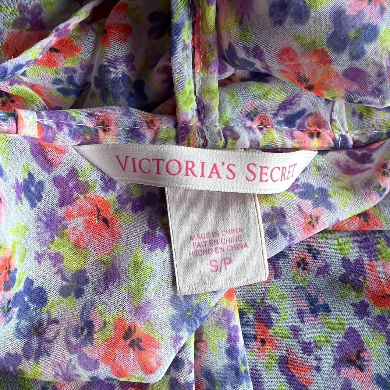 Pink multi colored Victoria’s Secret sheer floral... | Depop