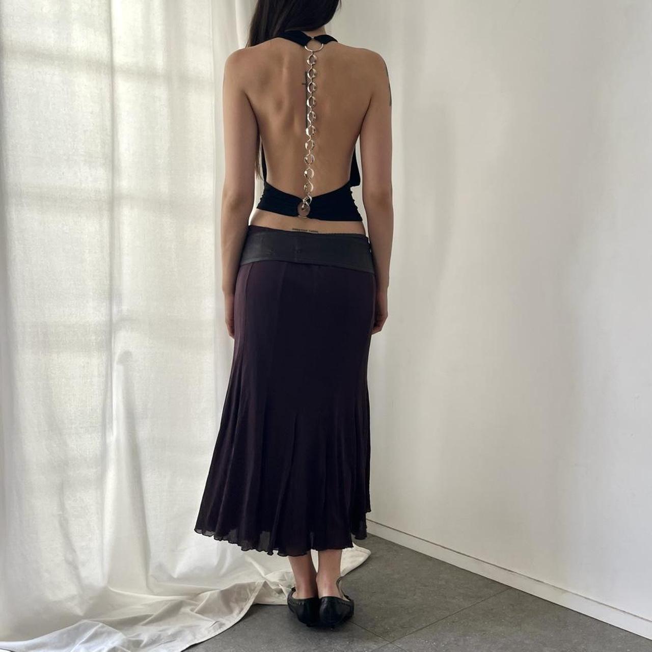 2000s purple mesh midi skirt Low-mid rise body... | Depop