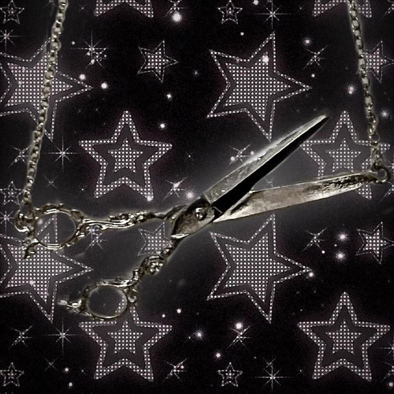 silver scissors necklace medium length from spirit... - Depop