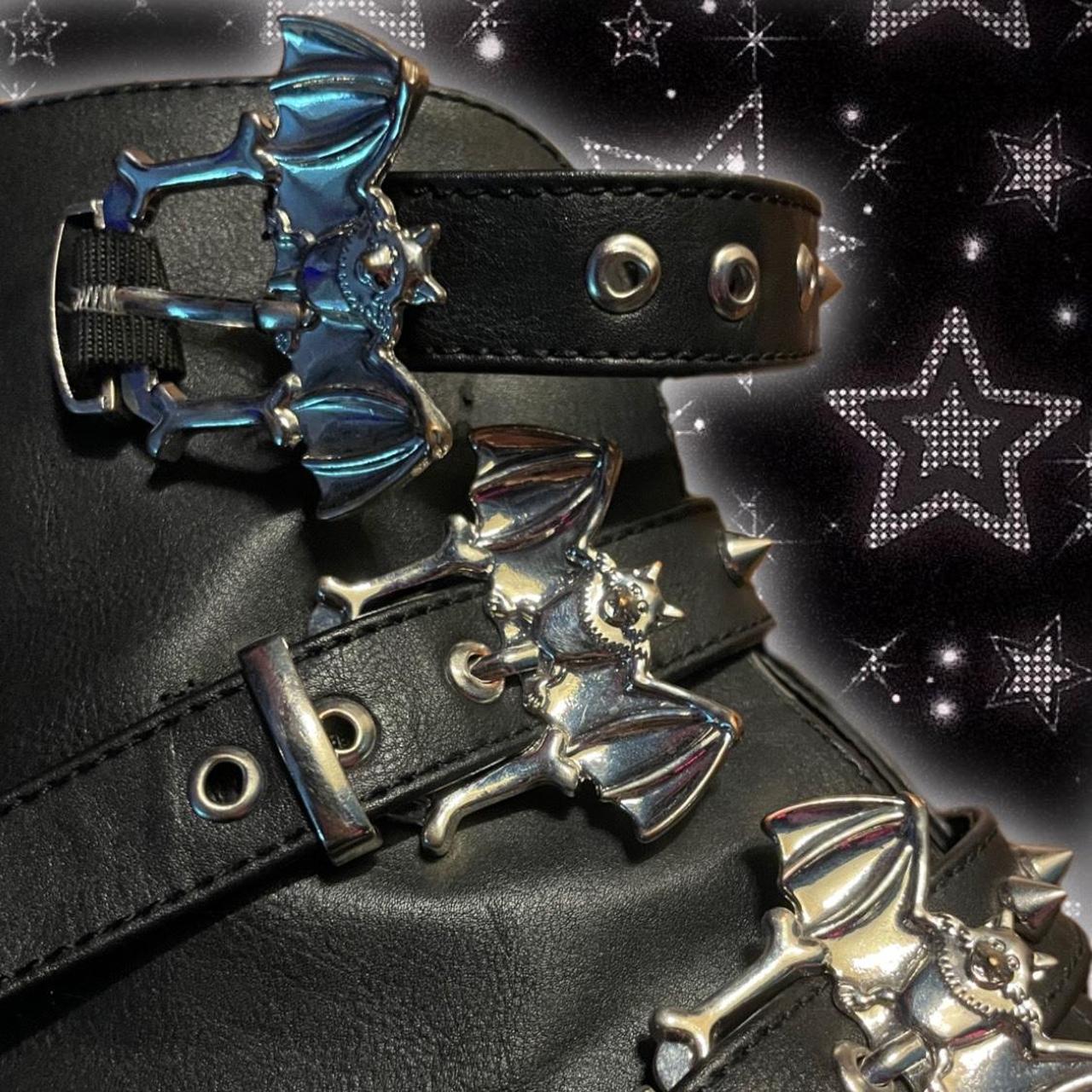 DEMONIA Ashes-55 Boot with silver bat belt... - Depop