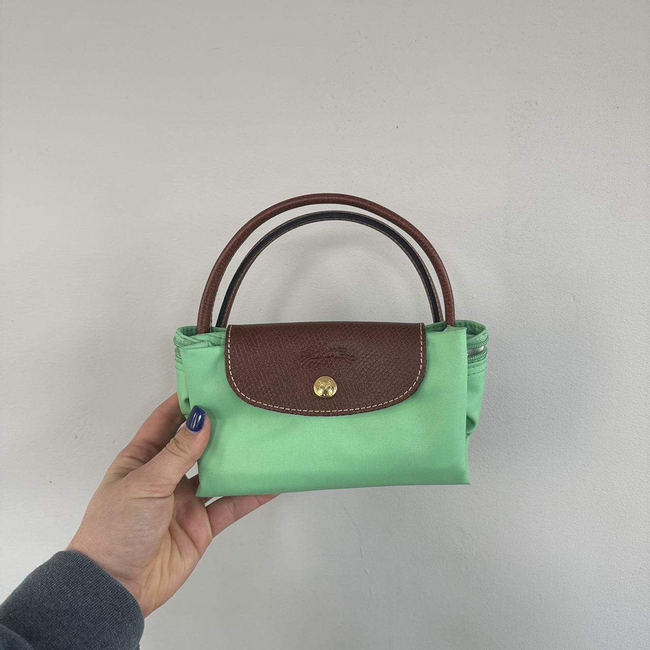 mini longchamp mint green bag, still in new stiff... - Depop