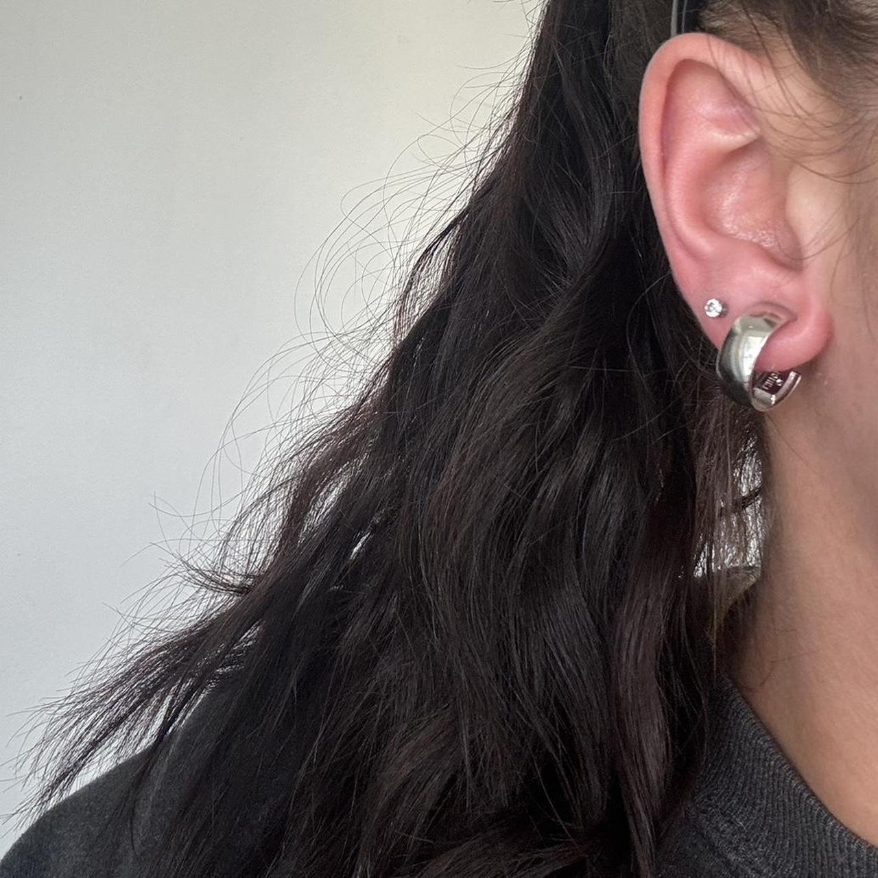 silver clip on hoops 🩶 good heavy quality, they stay... - Depop