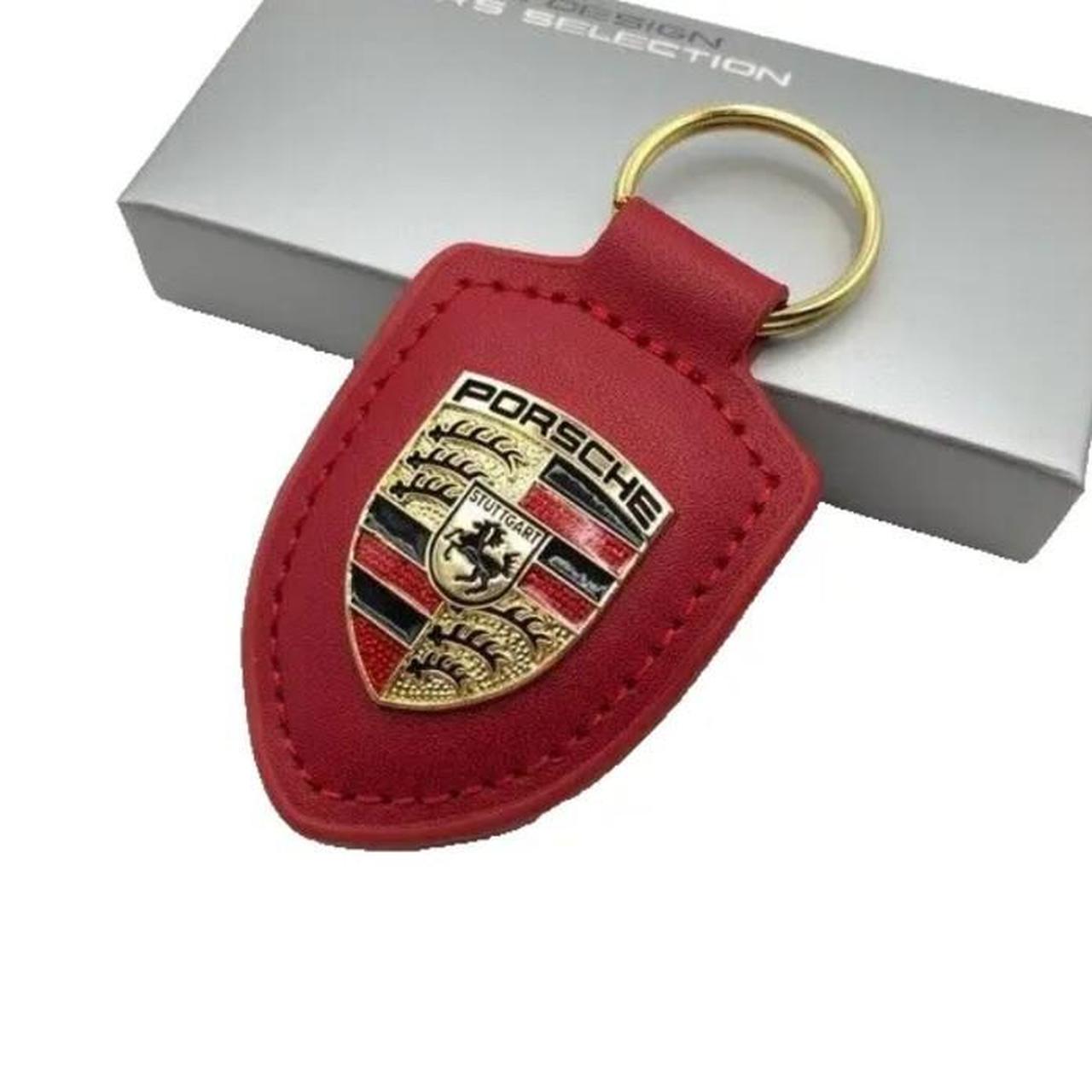 Genuine Porsche Crest Keyring Key Chain Leather Red... - Depop
