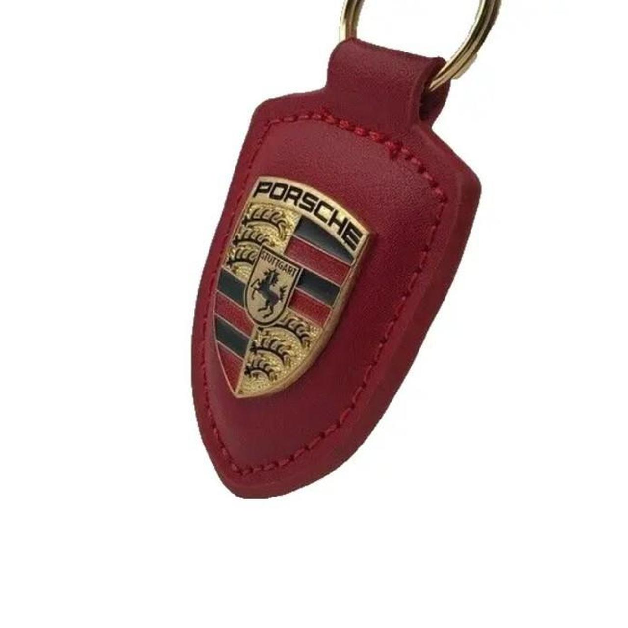 Genuine Porsche Crest Keyring Key Chain Leather Red... - Depop