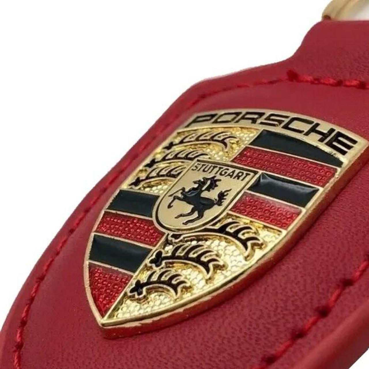 Genuine Porsche Crest Keyring Key Chain Leather Red... - Depop