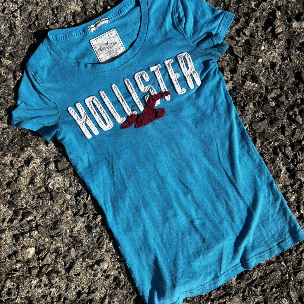 Y2K Hollister Co. baby tee with embroidered logo... | Depop